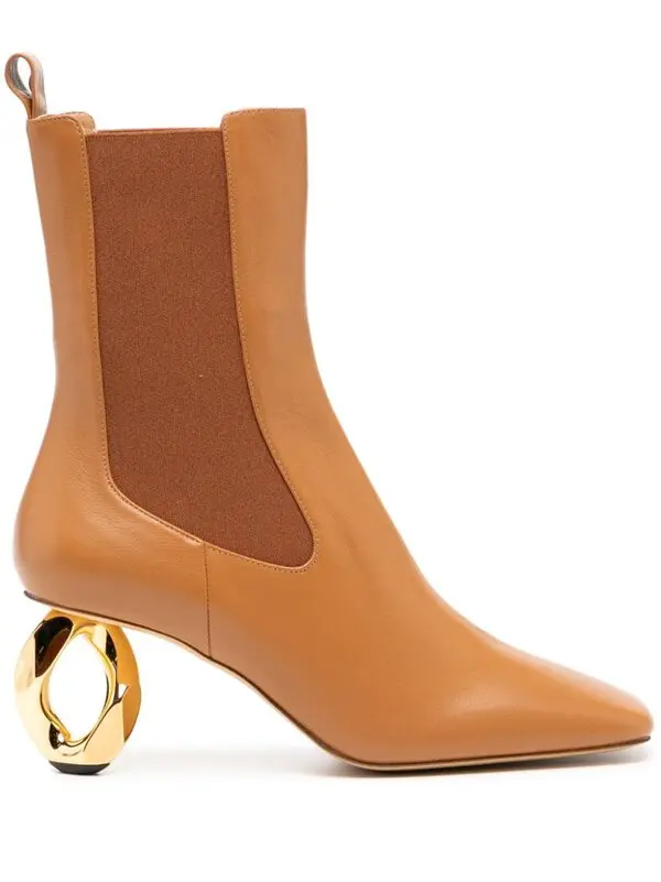 JW Anderson 65mm Chain Heel Boots - Brown