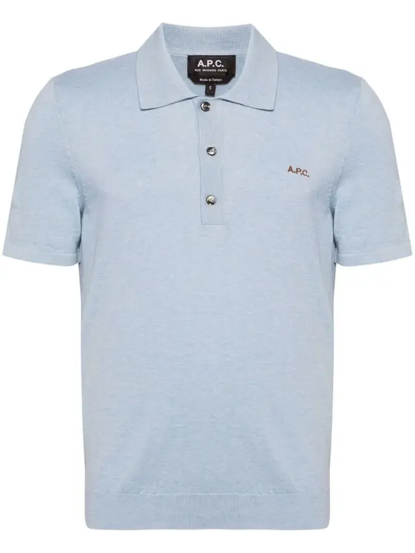 A.p.c. Logo-embroidered Polo Shirt - Blue