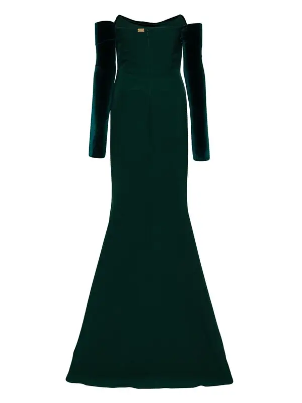 RHEA COSTA Raven Crepe Gown - Green
