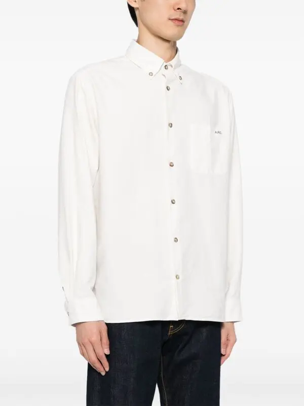 A.p.c. Logo-embroidered Organic Cotton Shirt