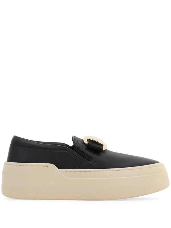 FERRAGAMO Vara Plate Slip-on Sneakers - Black
