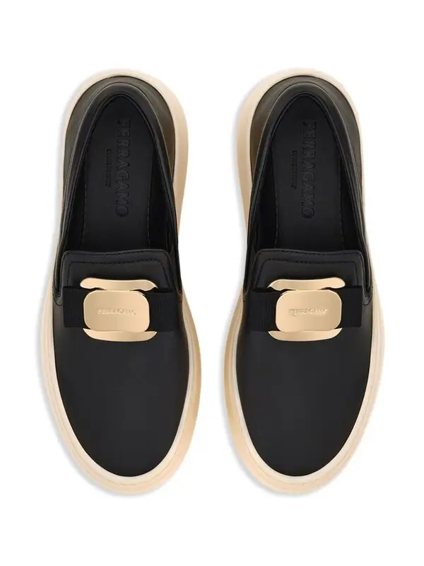 FERRAGAMO Vara Plate Slip-on Sneakers - Black