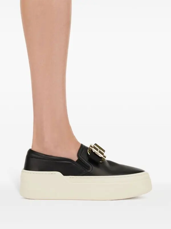 FERRAGAMO Vara Plate Slip-on Sneakers - Black