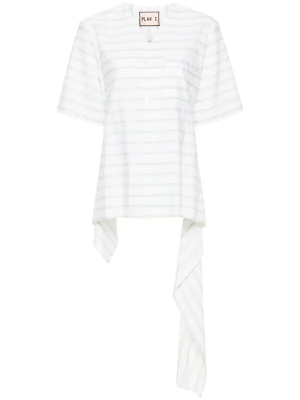 Plan C Striped Poplin Shirt