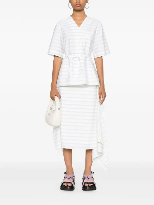 Plan C Striped Poplin Shirt