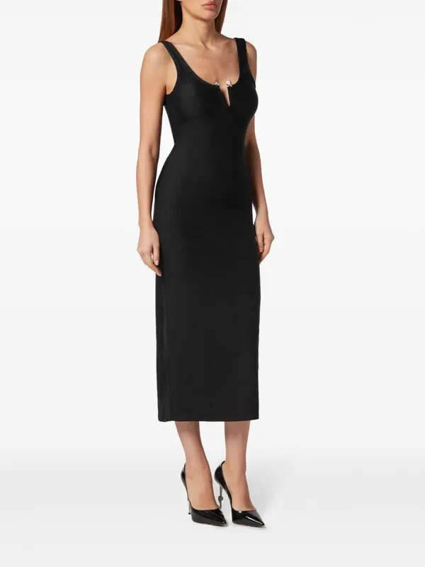 Philipp Plein Metallic Skull Ribbed Dress