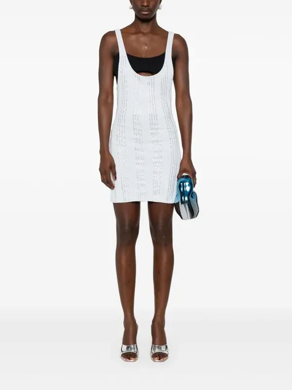 Attico Rhinestone-embellished Mini Dress - Blue