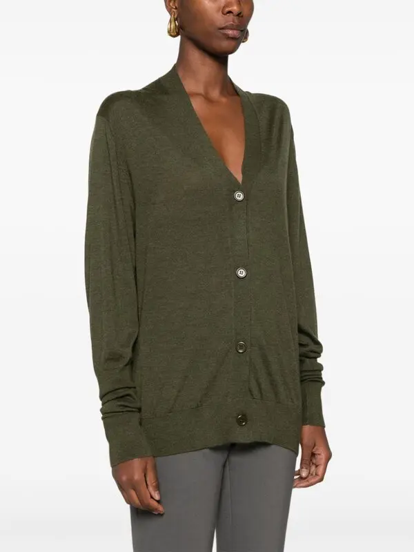 Fabiana Filippi V-neck Fine Knit Cardigan - Green