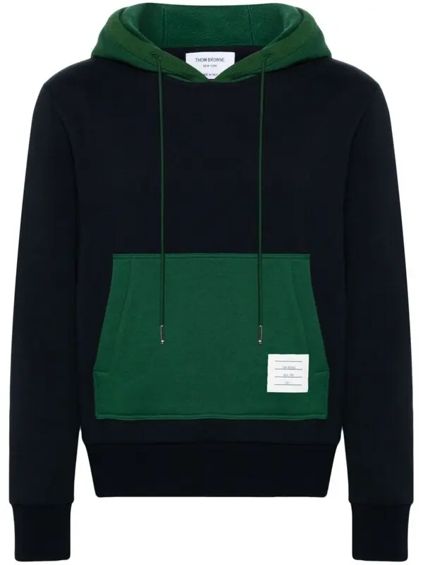 Thom Browne Colour-block Cotton Hoodie - Blue