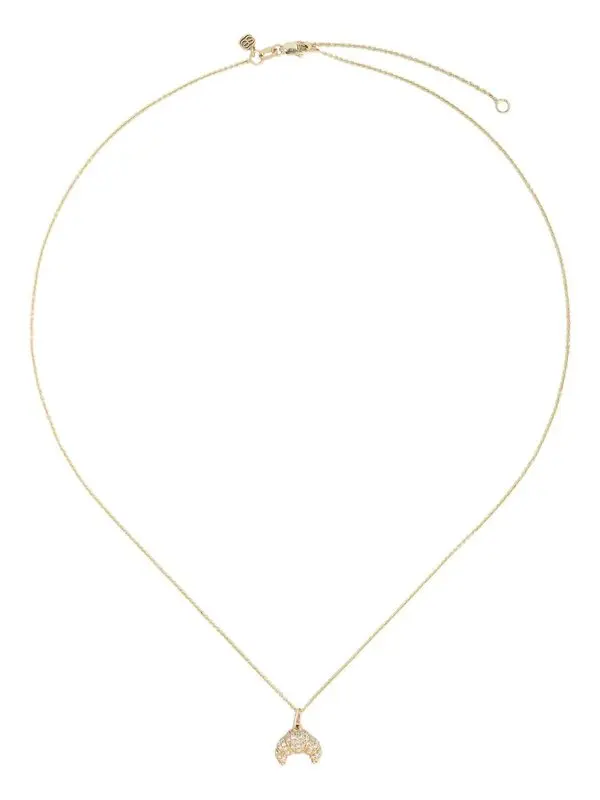 SYDNEY EVAN 14kt Yellow Diamond Croissant Charm Necklace - Gold