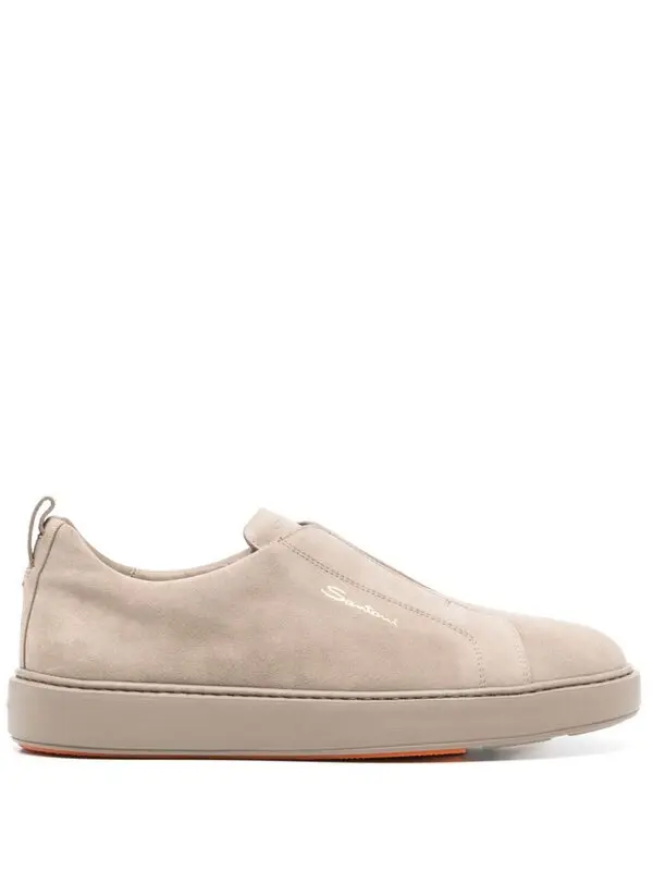 Santoni Suede Slip-on Sneakers - Neutrals