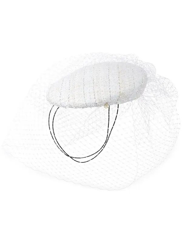MAISON MICHEL Tess Tweed Beret - White