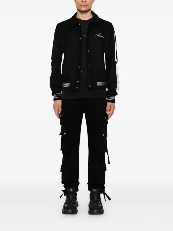 Amiri Varsity Jacket With Embroidered Logo - Black