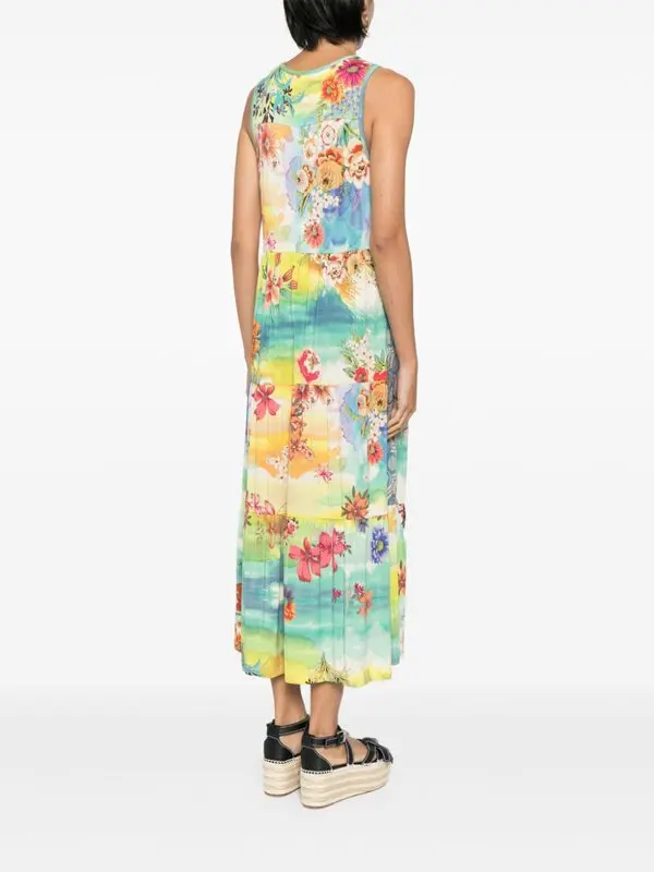 Johnny Was Mix-print Tiered Midi Dress
