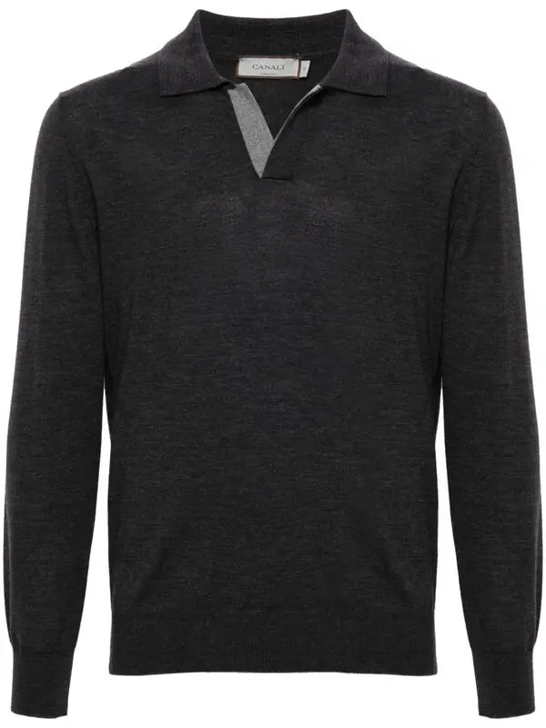 Canali Merino Wool Polo Shirt