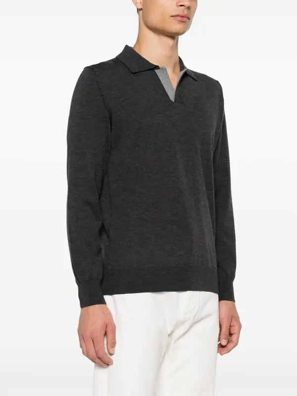 Canali Merino Wool Polo Shirt