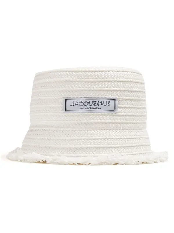 Jacquemus Raffia Bucket Hat - White