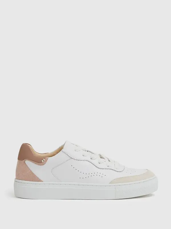 REISS Amanda Leather Low Top Sneakers