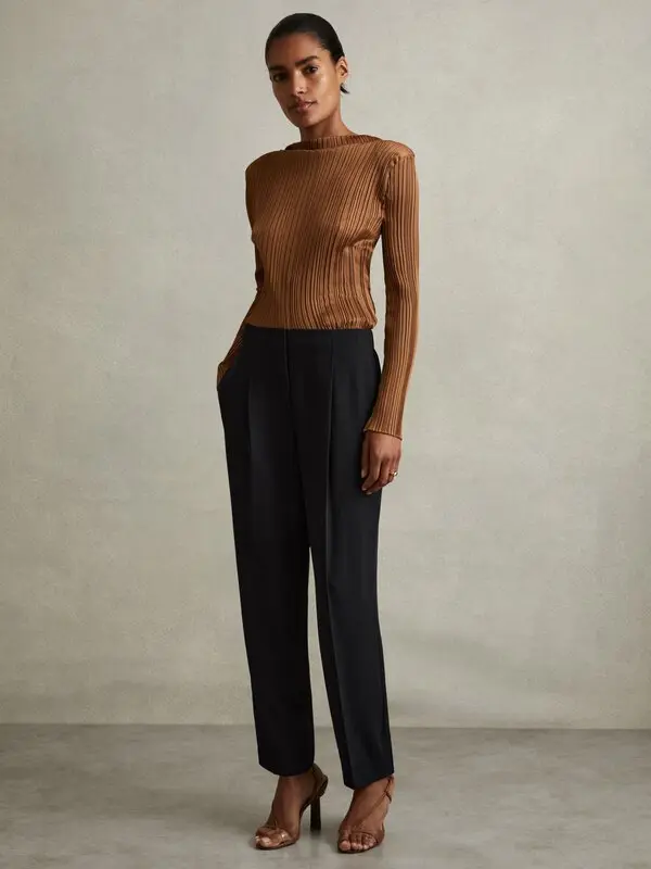 REISS Dolly Front Pleat Tapered Trousers