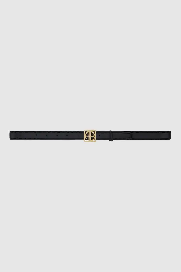 ANINE BING Monogram Leather Belt - Black