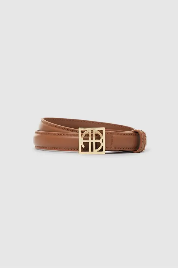 ANINE BING Monogram Leather Belt - Cognac