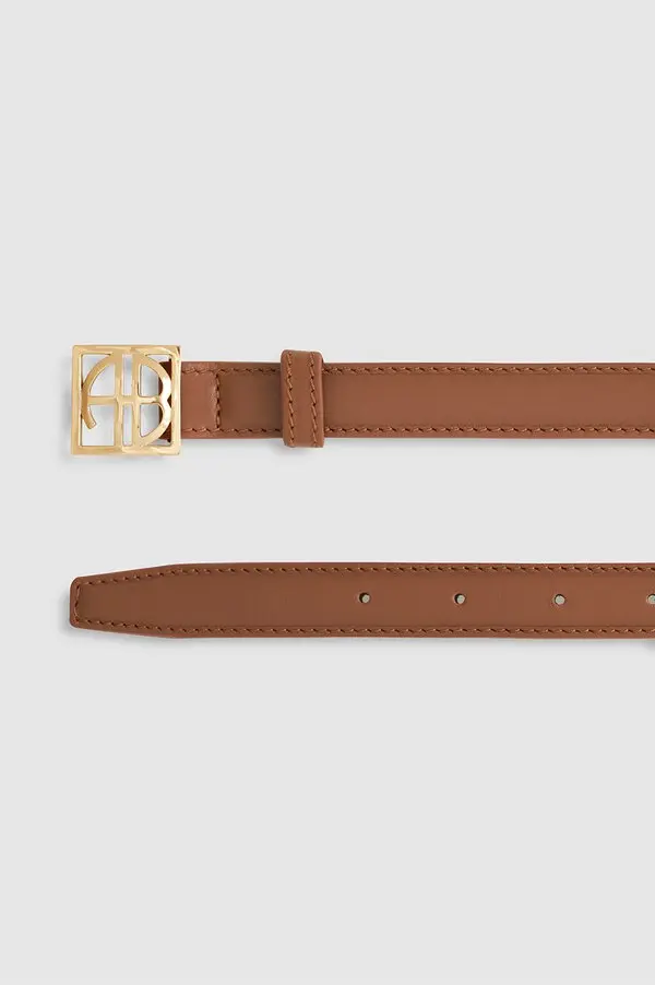 ANINE BING Monogram Leather Belt - Cognac