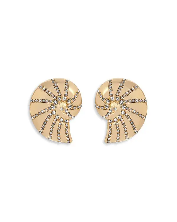 Ettika Studded Shell Statement Stud Earrings - Gold
