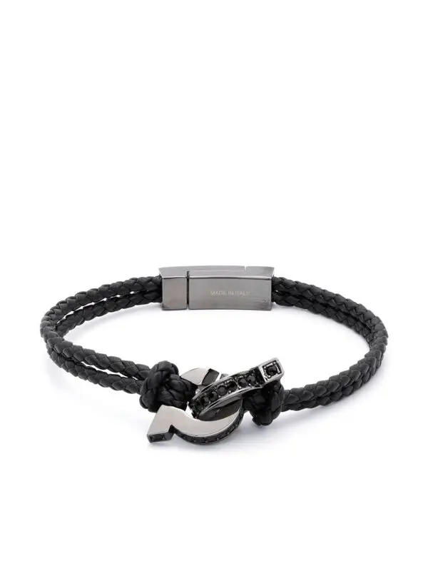 FERRAGAMO Gancini Plaque Braided Bracelet - Black