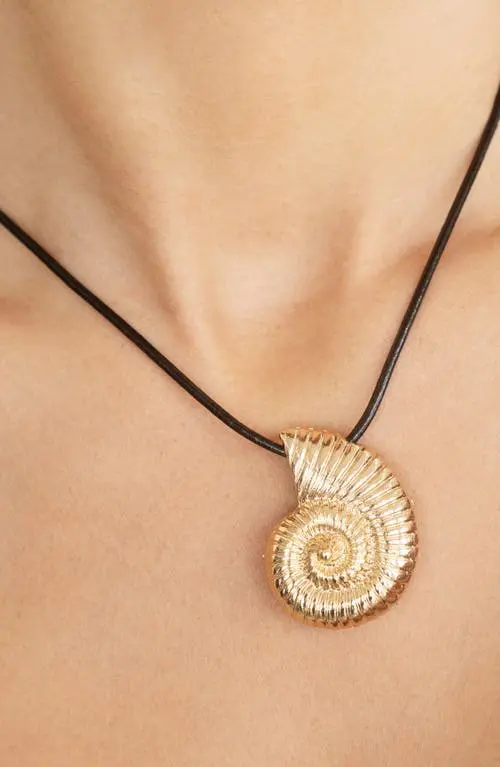Ettika Swirl Shell Pendant Cord Necklace