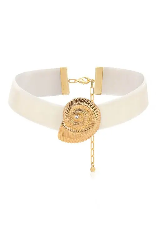 Ettika Swirl Shell Choker Necklace - Beige