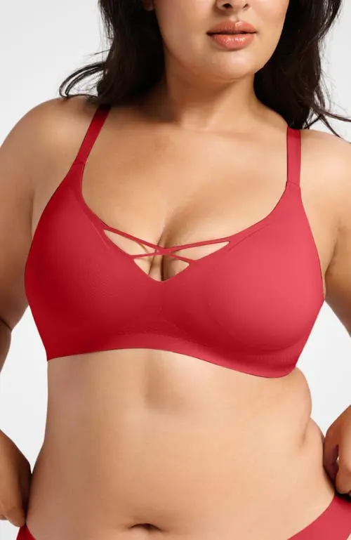 SIELLA No-show V-neck Bra - Red