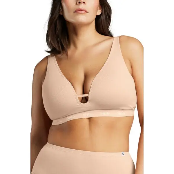 SIELLA Organic Cotton Plunge Foam Bra - Beach Beige