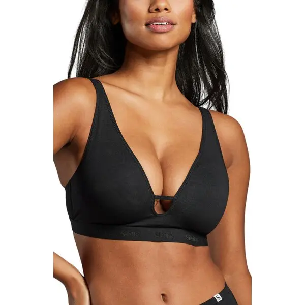 SIELLA Organic Cotton Plunge Foam Bra - Black