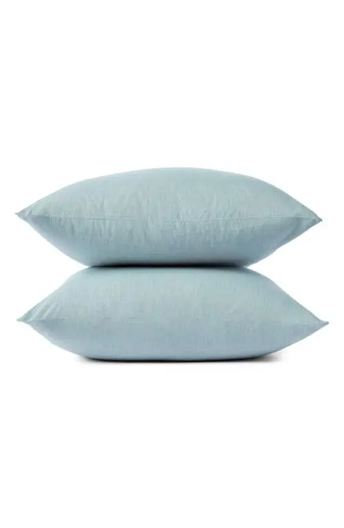COYUCHI Organic Cotton Crinkled Percale Set Of 2 Pillowcases - Surf Chambray