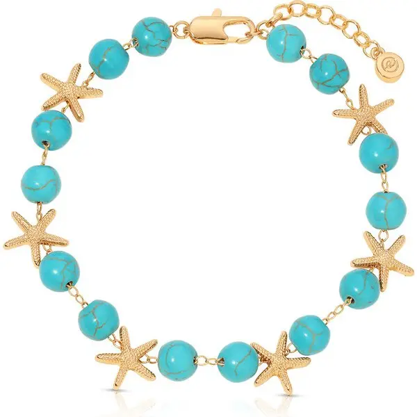Ettika Starfish Charm Anklet - Turquoise