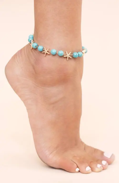 Ettika Starfish Charm Anklet - Turquoise