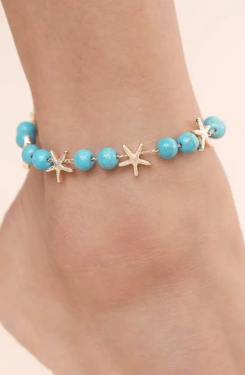 Ettika Starfish Charm Anklet - Turquoise