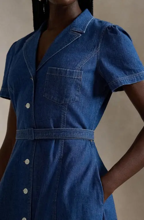 polo ralph lauren indigo denim short sleeve day dress Ralph Lauren Belted Denim Midi Shirt Dress In Indigo - 45% Off