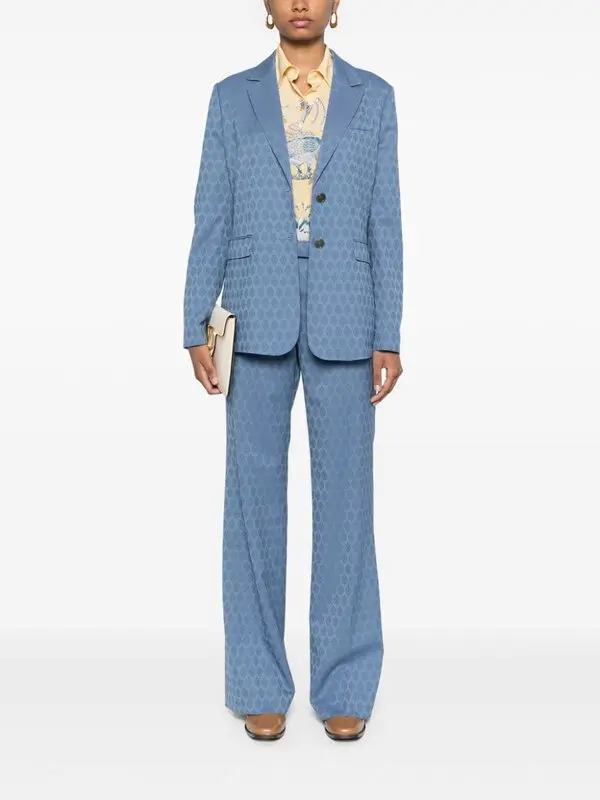 Etro Patterned Jacquard Wool Blazer - Blue