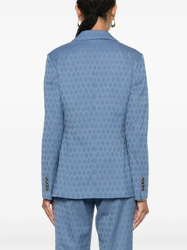 Etro Patterned Jacquard Wool Blazer - Blue
