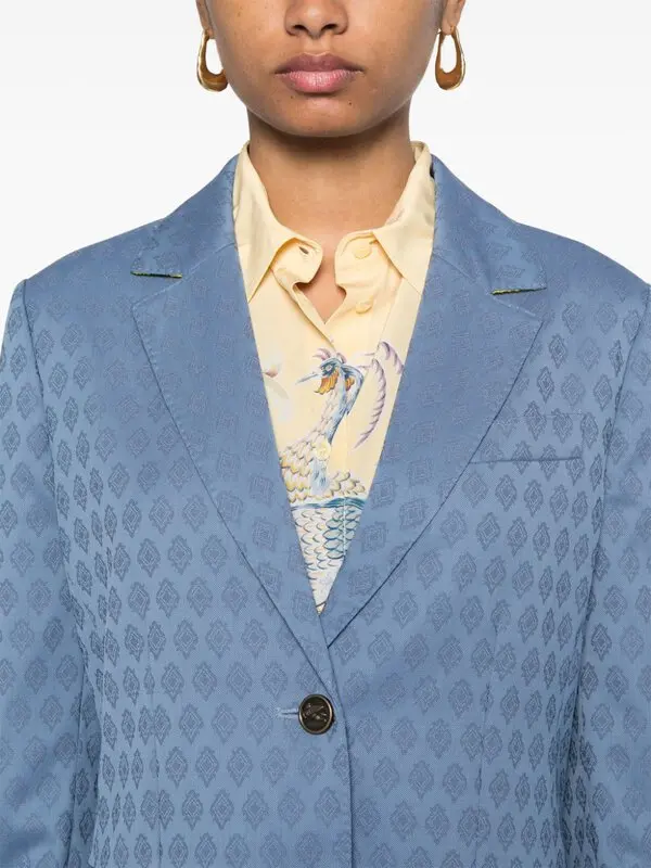 Etro Patterned Jacquard Wool Blazer - Blue