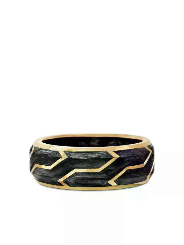David Yurman 18kt Yellow And Forged Carbon Band Ring - Gold