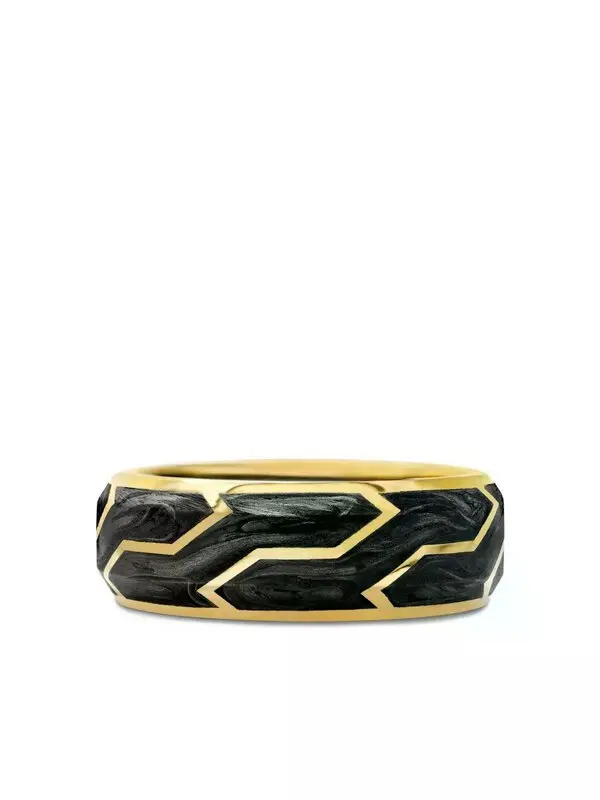 David Yurman 18kt Yellow And Forged Carbon Band Ring - Gold