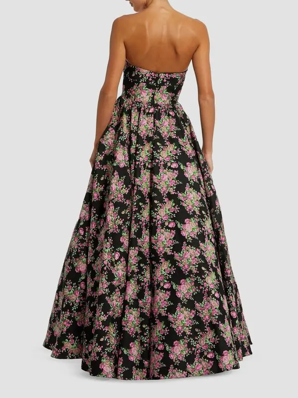 Mac Duggal Floral Brocade Strapless Ballgown