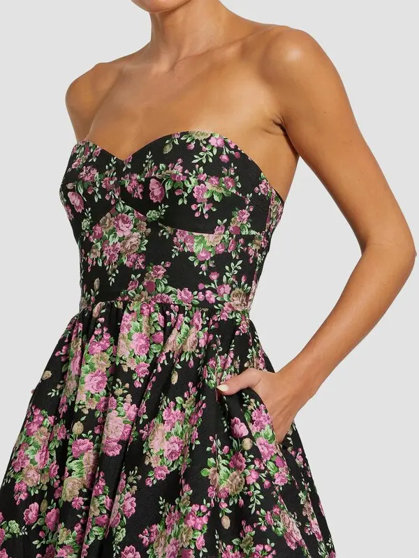 Mac Duggal Floral Brocade Strapless Ballgown