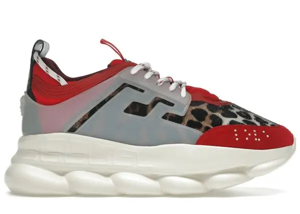 Versace Chain Reaction Sneakers - Red/brown/white
