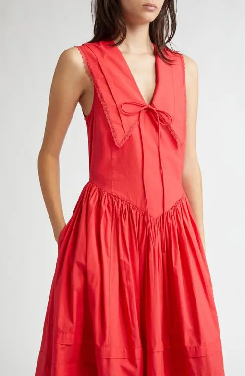 Sandy Liang Opa Cotton Poplin Midi Dress