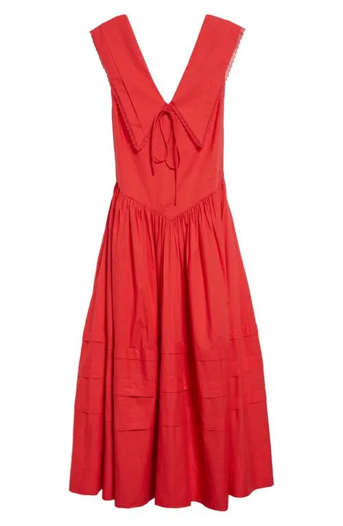 Sandy Liang Opa Cotton Poplin Midi Dress