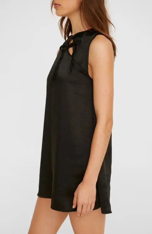 Nasty Gal Tie Detail Satin Shift Minidress In Black - 45% Off | Editorialist