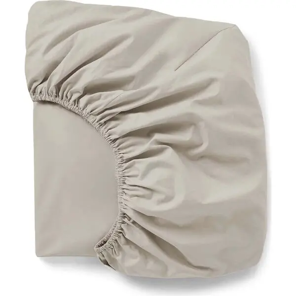 COYUCHI 300 Thread Count Organic Cotton Percale Fitted Sheet - Stone
